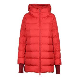 Herno Lange Daunenjacke mit Rei&szlig;verschluss - - Jackets - Damen - Rot - 2XL