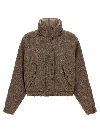 Brunello Cucinelli Donegal Tweed Down Jacket - brown