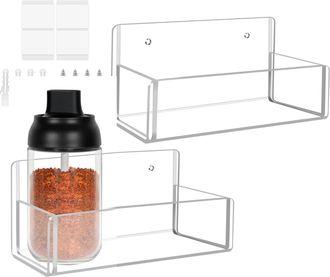 Generic Wandregal f&uuml;r Gew&uuml;rze - Set mit 2 Aufbewahrungshalterungen | schwimmende Regale aus transparentem Acryl | K&uuml;chenorganisation f&uuml;r Schrankt&uuml;r, Schrank, 