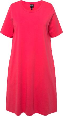 Ulla Popken Damen Jerseykleid, A-Linie, Rundhals, Halbarm, Taschen 819165 Kleid, Rot, 50-52