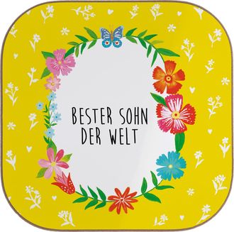 Mr. & Mrs. Panda Flaschenuntersetzer Sohn - Geschenk, gläseruntersetzer, Untersetzer Glas, Tassen, Holzuntersetzer, Kind, Belohnung, Gläser, Söhnchen, Tischuntersetzer