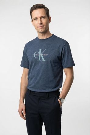 Calvin Klein Jeans T-Shirt CALVIN KLEIN JEANS SS Hero Monologo Tee 20s, Herren, Gr. L, nearly navy heather b8289, Web, Obermaterial: 100% Baumwolle, l&auml;ssig geschnitten n