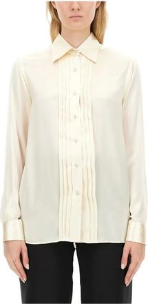 Tom Ford Femme, Blouses et Chemises, Beige, Taille: 38 FR Chemise pliss&eacute;e en soie