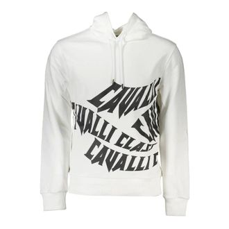 Cavalli Homme, Sweatshirts et sweats &agrave; capuche, Blanc, Taille: L Sweat &agrave; Capuche Blanc Manches Longues Imprim&eacute;