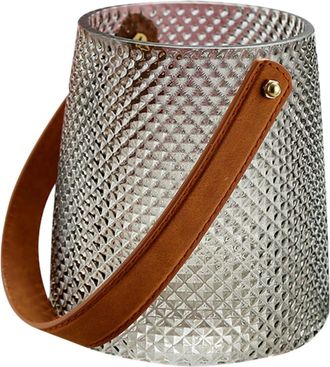 BESPORTBLE Glasvase mit Ledergriff Handgehaltene Kreative Blumenvase Graue Dekoration f&uuml;r Wohnzimmer B&uuml;ro und Zuhause