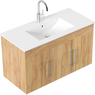 Magnolia Home Badm&ouml;bel Venezia eiche gold Waschtisch mit 3 Softclose T&uuml;ren