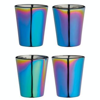 Bar Craft BarCraft Verres &agrave; shot m&eacute;talliques Rainbow Iridescent, set de 4, verre de qualit&eacute; sup&eacute;rieure, dans une bo&icirc;te cadeau - 50 ml