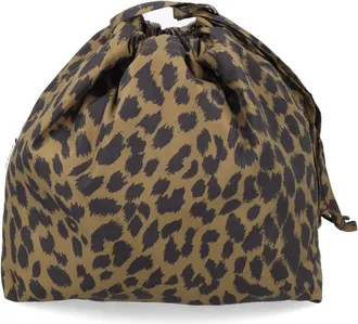 Aspesi Womens Leopard Print Handbag Animalier Polyester Handbags Hand Bags