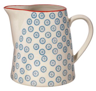 Bloomingville Krug Emma Retro Kanne Milch Vintage Teekrug Ø 11,5 x H 12,5 cm, blau, Keramik, fasst ca. 700 ml