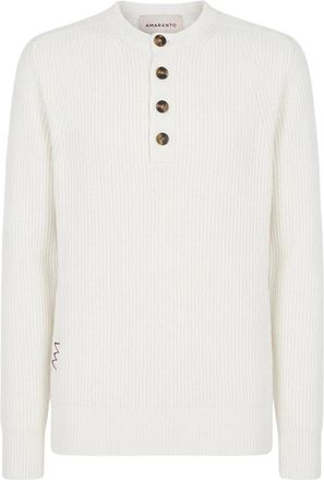 Amaranto Pullover mit Rundhalsausschnitt und Knopfleiste - - Knitwear - Herren - Wei&szlig; - M
