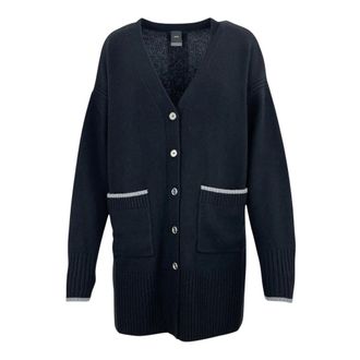 Pinko Pinko, Femme, Pulls, Bleu, Taille: 34 FR Cardigan Long &agrave; Col en V