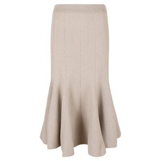 Bottega Veneta Ausgestellter Midirock mit hohem Bund und Kaschmir-Anteil - - Skirts - Damen - Beige - S