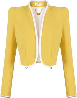Elisabetta Franchi Femme, Vestes, Jaune, Taille: 38 FR Veste &agrave; &eacute;paulettes
