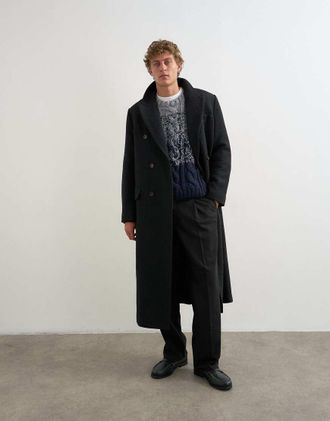 Topman Pullover mit Zopfmuster im lockeren Schnitt und Ombre-Twist in Marineblau