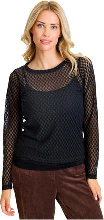 In Front Langarmshirt - - Tops - Damen - Schwarzk - 2XL