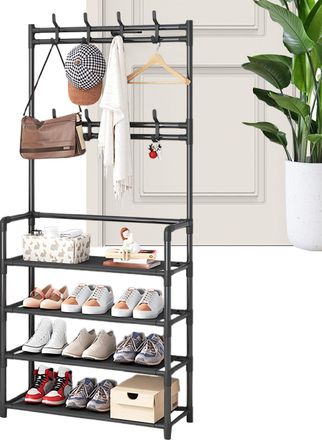 Generic Kleider- Und,Kleiderständer Mit Schuhaufbewahrung - Kleiderständer Mit Huthaken - Haushaltslagerregal Stand-Schlafsaal-Kleiderbügel Schlafzimmer Innen