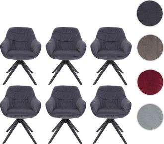 Mendler Lot de 6 chaises de salle &agrave; manger HWC-K28 - chaise de cuisine rembourr&eacute;e Chaise avec accoudoirs - pivotante - m&eacute;tal - tissu/tex