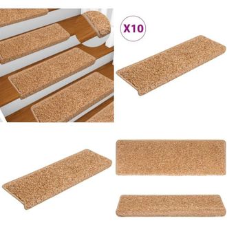 vidaXL Stufenmatten 10 Stk. 65x21x4 cm Beige - Stufenmatte - Treppenmatte - Treppenschutz - Rutschfeste Matte - Teppich F&uuml;r Treppen - Home & Living