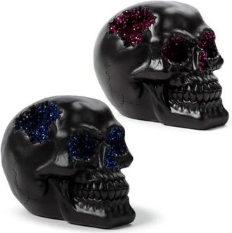 Puckator Dekorativer Totenkopf mit Kristallh&ouml;hlen-Effekt, Schwarz