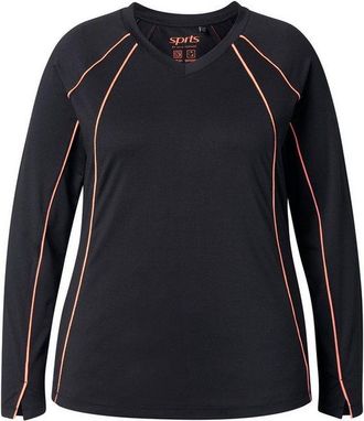 Ulla Popken T-Shirt Funktionsshirt LSF 50+ Slim V-Ausschnitt Langarm