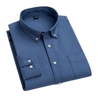 Generic Chemise Oxford 100% coton for homme - Classique &agrave; manches longues boutonn&eacute;e for le travail d&eacute;contract&eacute;, polyvalente et confortable.(Grid 6,XXL)