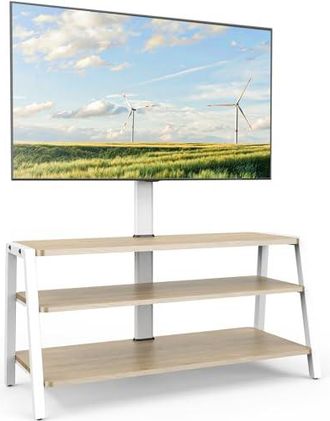Fitueyes Meuble TV avec Support en Bois pour Ecran TV de 37 à 70 Pouces et Meuble Support TV 6 Réglages en Hauteur 1135 mm à 1299 mm jusquà 35 KG Max.VESA 600x