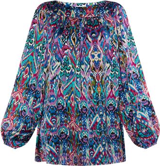 Usha Bluse Damen Blau Mehrfarbig