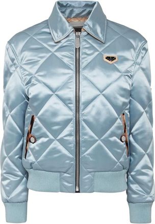 Philipp Plein Femme, Vestes, Bleu, Taille: 40 FR Nylon Quilted Bomber Iconic Plein
