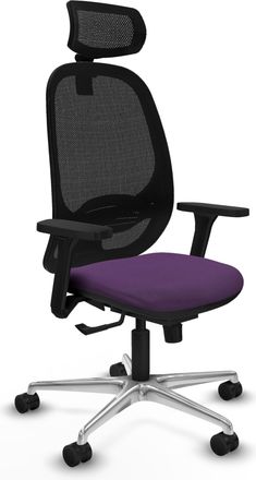 Piqueras y Crespo Stuhl mit 3D-Armlehnen, h&ouml;henverstellbarer Lendenwirbelst&uuml;tze und h&ouml;henverstellbarem Kopfteil, Schwarz/Violett