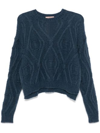 Twin-Set pull à logo embossé - Bleu