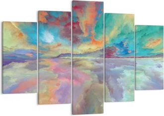 Arttor Mehrteilige Bilder auf Leinwand 150x100cm Leinwandbild Abstraktion modern Gro&szlig; XXL Wanddeko Bild Schlafzimmer Set 5 teilige Wandbilder Dekoration Wohn