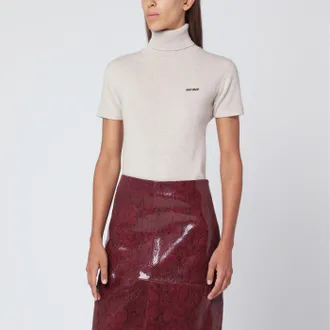 Miu Miu Sandyfarbener Rollkragenpullover aus Kaschmir