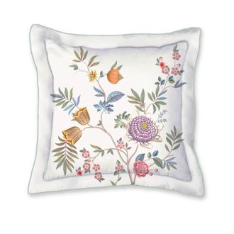 Pip Studio Dekokissen Il Paradiso Wei&szlig; Perkal Blumen Bl&uuml;ten Bl&auml;tter Gebl&uuml;mt Muster Wei&szlig; Gr&uuml;n Wendeoptik, Gr&ouml;&szlig;e:45 x 45 cm