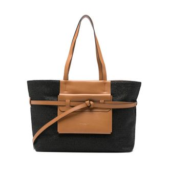 Gianni Chiarini Femme, Sacs, Noir, Taille: ONE Size Belty Sac cabas grand format en paille et cuir