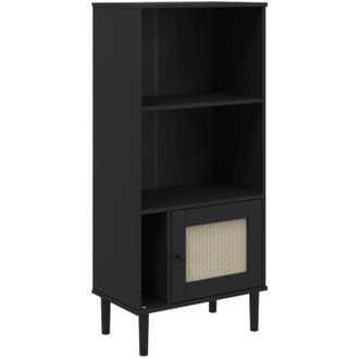 Les Tendances Bibliothèque SENJA aspect de rotin noir bois massif de pin