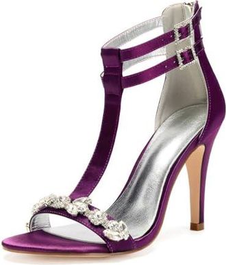 Generic Escarpins Femme Bout Ouvertsandales Chaussures De Mariee Satin&eacute;e Mari&eacute;e Dress F&ecirc;te Bridal Mariage Stylet Sandales 10.5Cm,Violet,38 EU