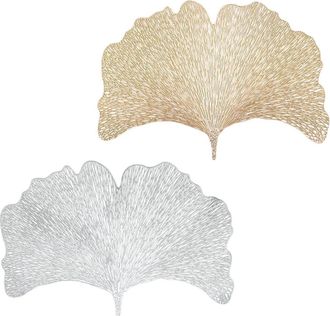 NUOBESTY Hemobllo 2 St&uuml;ck Ginkgoblatt Tischsets aus PVC Hitzebest&auml;ndig Wasser und &Ouml;labweisend rutschfeste Platzsets f&uuml;r Haushalt und Becheruntersetzer Dekorati