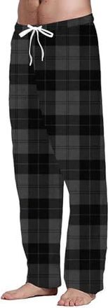 Generic Pantalon de d&eacute;tente &agrave; carreaux &eacute;cossais pour homme, pantalon de pyjama classique en coton, taille &eacute;lastique, l&eacute;ger, tissu doux, coupe d&eacute;contract&eacute;e, v&ecirc;