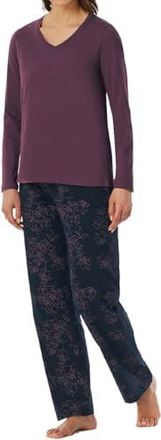 Uncover by Schiesser Ensemble Pyjama pour Femme - Manches Longues - Col en V - avec Pantalon de Pyjama Long - Vêtement de Nuit, Prune_182853, 50