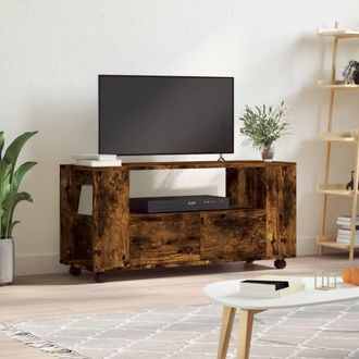Festnight Yunovire TV-Schrank R&auml;uchereiche 102x34,5x43 cm, Holzwerkstoff, Robuster Media Cabinet mit Rollen f&uuml;r Storage im Living Room Furniture, Modern TV Stan