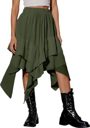 Generic Jupe en Jean Beige Midi Haute Leopard Kaki Chic Véritable Dentelle Tendance Paysanne Poches Taffetas Creme Violet Solde Suedine Multicolore Bouton Bas