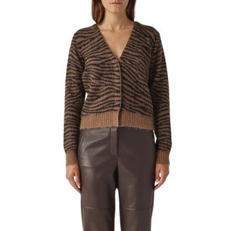 Max Mara Tiger-Muster Strickjacke - - Knitwear - Damen - Braun - L