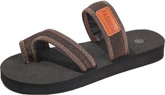 Generic Pantoufles pour femme - D&eacute;contract&eacute;es - Bout ouvert - Chaussures plates et confortables - Chaussures de plage, caf&eacute;, 38 EU