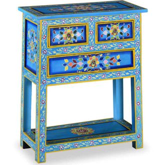 vidaXL Buffet avec tiroirs Bois massif de manguier Peinture turquoise vidaXL