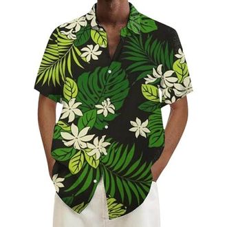 Generic Chemise hawa&iuml;enne d&eacute;t&eacute; pour homme - Motif palmier hawa&iuml;en des Cara&iuml;bes - Chemise amusante &agrave; manches courtes boutonn&eacute;e - Coupe ample - Style cubain - S