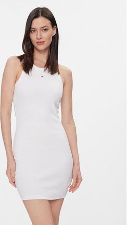 Tommy Jeans Sommerkleid Essential DW0DW17406 Weiß Skinny Fit