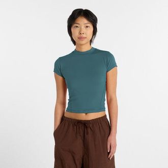 New Balance Femme NB Define Fitted T-Shirt en Bleu, Poly Knit, Taille XS