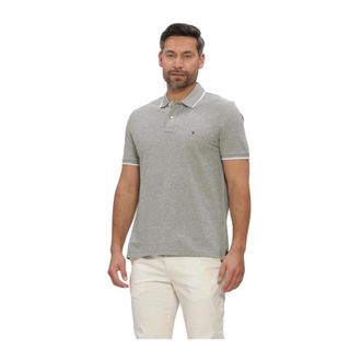 Tommy Hilfiger Cotton Linen Pique Reg Polo - - Tops - Herren - Grau - 2XL