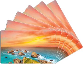 Wallario 6er Set Fr&uuml;hst&uuml;cksbrettchen aus Glas, Glasunterlage, Glasbrettchen Himmel am Abend, Gr&ouml;&szlig;e 14 x 23 cm, Sicherheitsglas