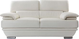 Miliboo Design-Ledersofa zwei Pl&auml;tze verstellbares Kopfst&uuml;ck Wei&szlig; ewing - B&uuml;ffelleder